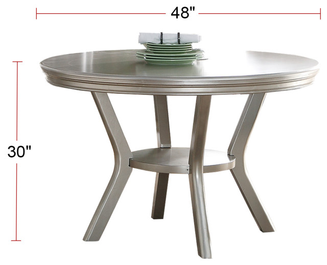 Dining Table in Antique Silver, Round Top - Transitional - Dining ...