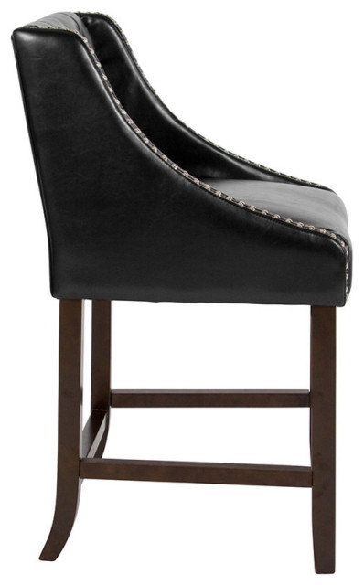 Carmel Series 24" Transitional Tufted Walnut Counter Height Stool ...