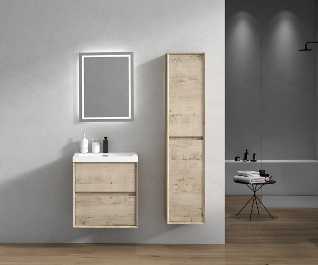 Kingdee Light Oak Wall Mounted Vanity With Reinforced Acrylic Sink, 24 ...