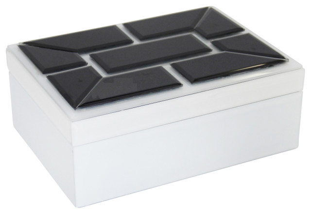 Sagebrook Home White/Black Wood/Glass Box - Contemporary - Decorative ...