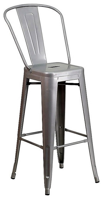 Tolix High Back Stool, 30" - Industrial - Outdoor Bar Stools And ...