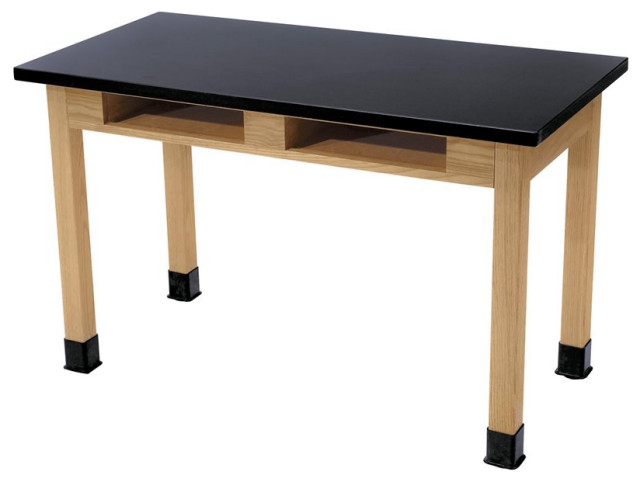 NPS 24x72" Ash Wood Science Lab Table with Phenolic Top, Black ...