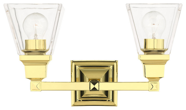 Mission Two Light Vanity, Polished Brass - Transitional - Bathroom ...