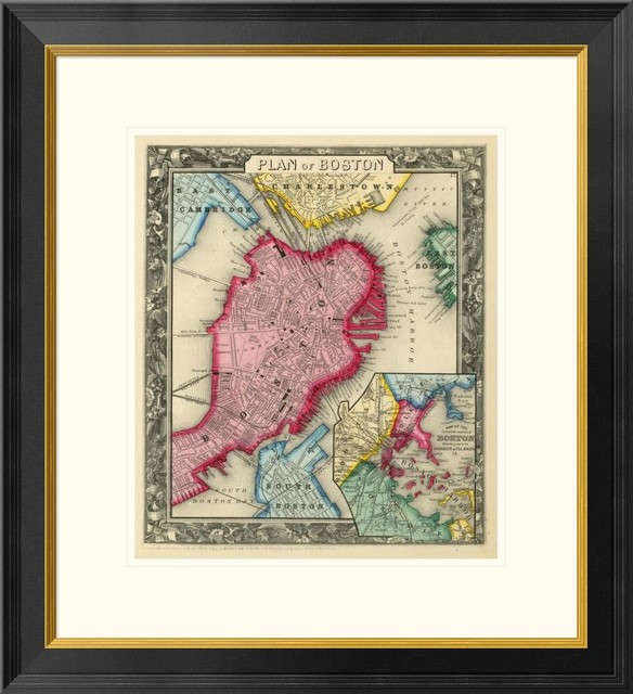 "Plan of Boston, 1860" Framed Digital Print by Samuel Augustus Mitchell ...