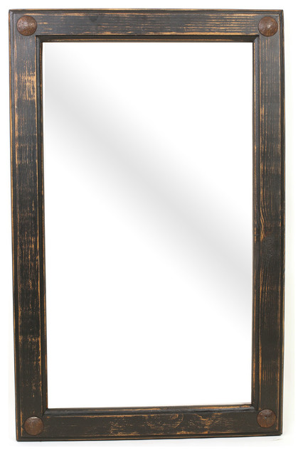Black Creek Rustic Handmade Mirror, 19"x24" - Farmhouse - Wall Mirrors ...