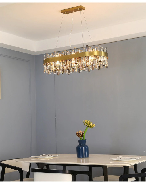 Crystal rectangle light fixtures for dining room, kitchen ...