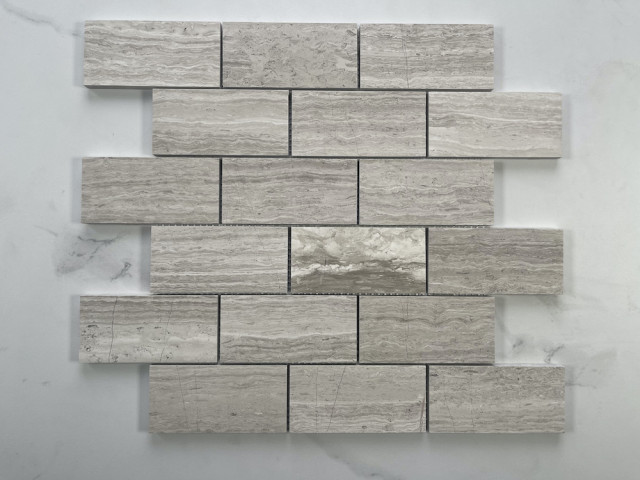 Athens Silver Cream 2x4 Subway Tile Marble Polished Haisa Wooden Beige ...