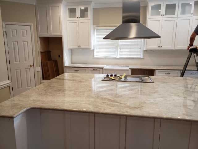 Quartzite Countertop and Island in Taj mahal - Kitchen - Other - by ...