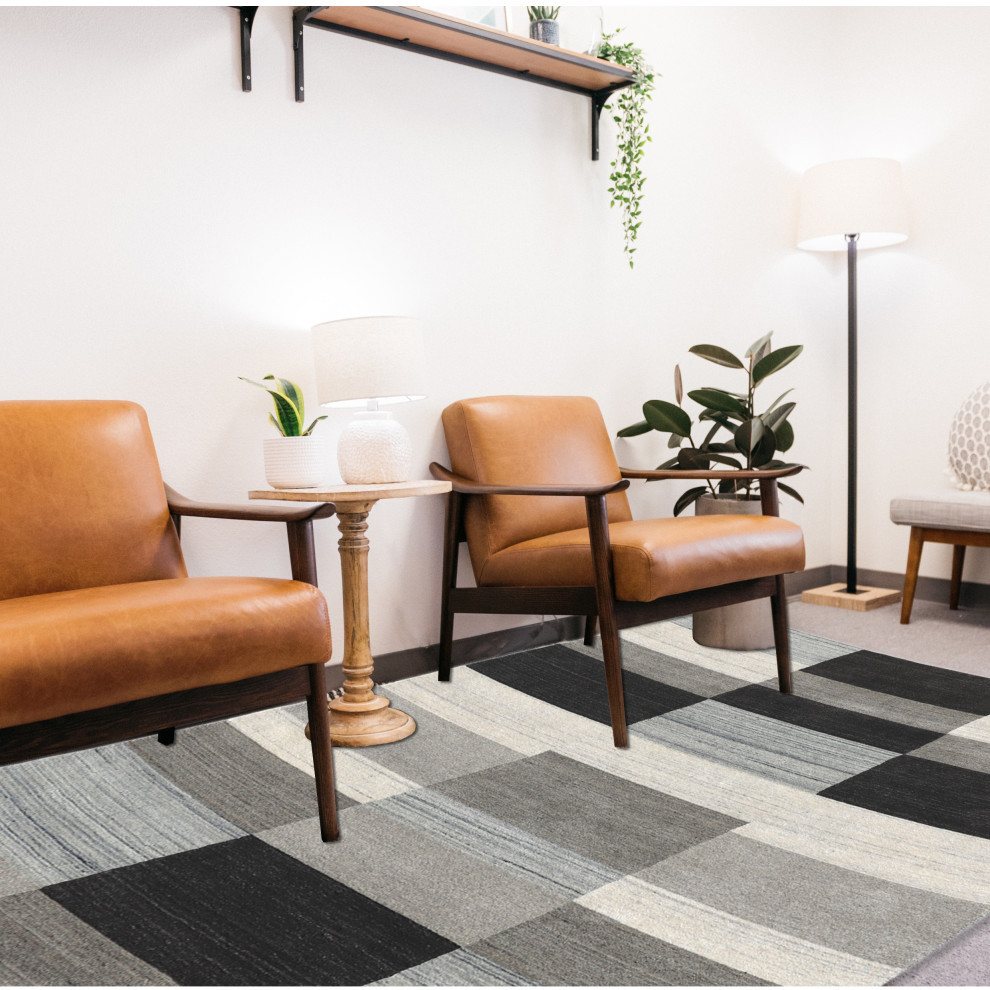 Hand-loomed Multi-color Blocked Wool Rug by Tufty Home - Contemporary ...