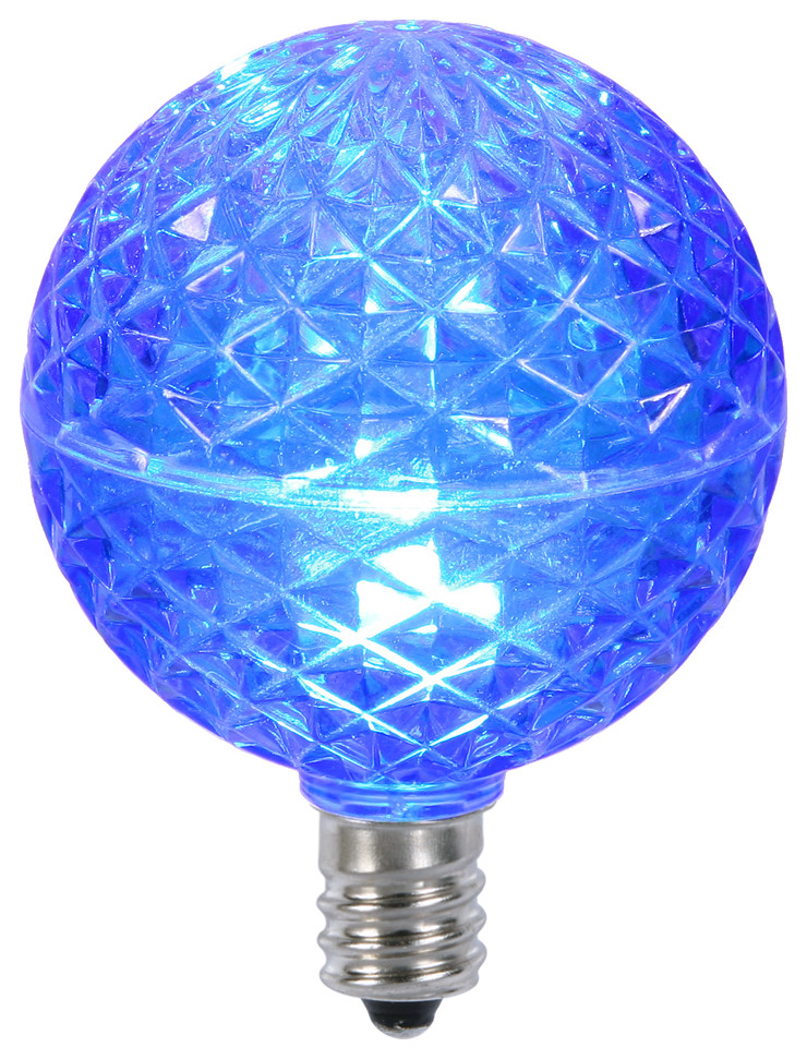 Vickerman G50 Faceted LED Blue Bulb E12 .38W 10ea - Traditional ...