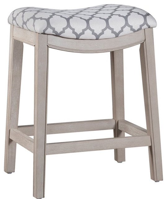 Bowery Hill Transitional 26" Upholstered Counter Stool in White ...