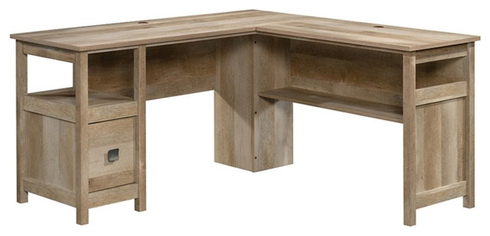 Pemberly Row Contemporary L Shaped Writing Desk in Lintel Oak - Desks ...