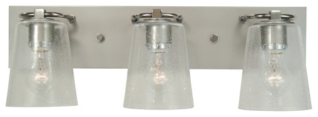 Mercer 3-Light Bath Vanity Fixture, Satin Pewter With Polished Nickel ...