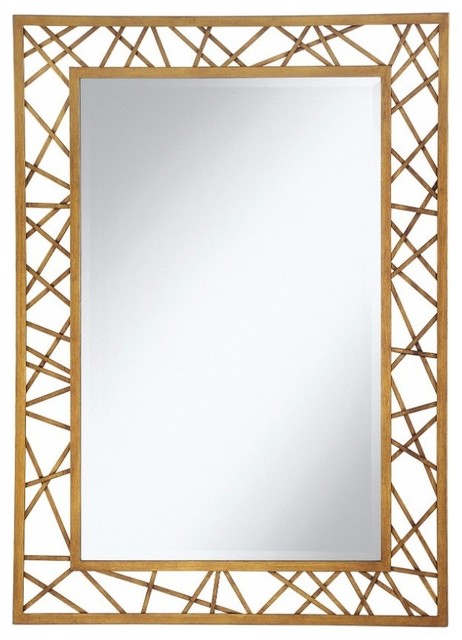 Rectangular Mirror With Intriguing Frame, Gold - Contemporary - Wall ...