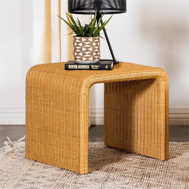 Coaster Juanita Square Coastal Rattan End Table in Natural Finish - Tropical - Side Tables And ...