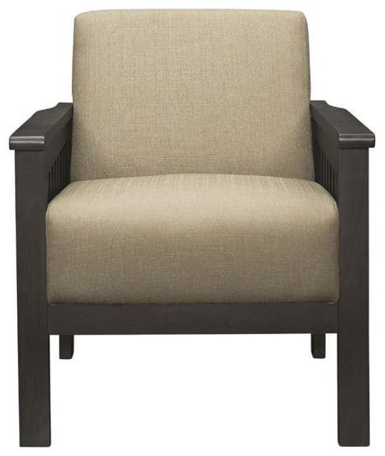 Lexicon Lewiston Upholstered Accent Chair in Light Brown - Transitional ...