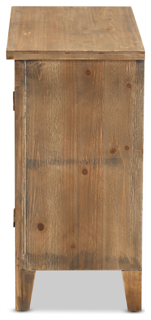 Clement Rustic Medium Oak Finished 2-Door Wood Spindle Accent Storage ...