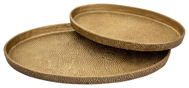 Oval Pebble Tray Set of 2 Brass - Contemporary - Serving Trays - by ELK ...