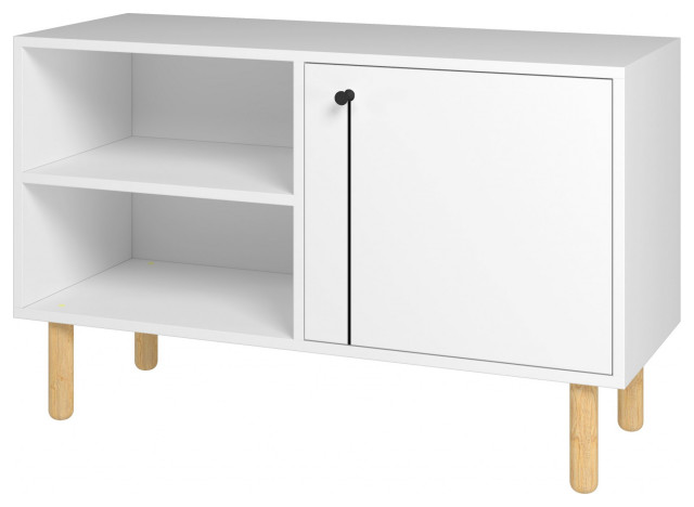 Iko White Modern Sideboard Open Cubbie Cabinet - Midcentury - Storage ...