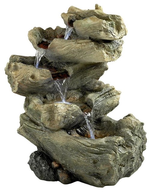 Roaring River Garden Fountain - Rustic - Outdoor Fountains And Ponds ...