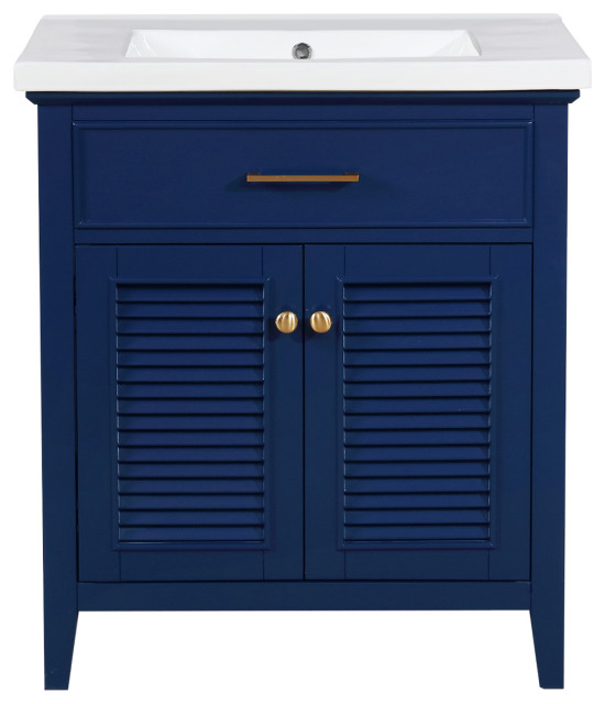 Cameron Single Sink Vanity, Blue, 30" - Transitional - Bathroom ...