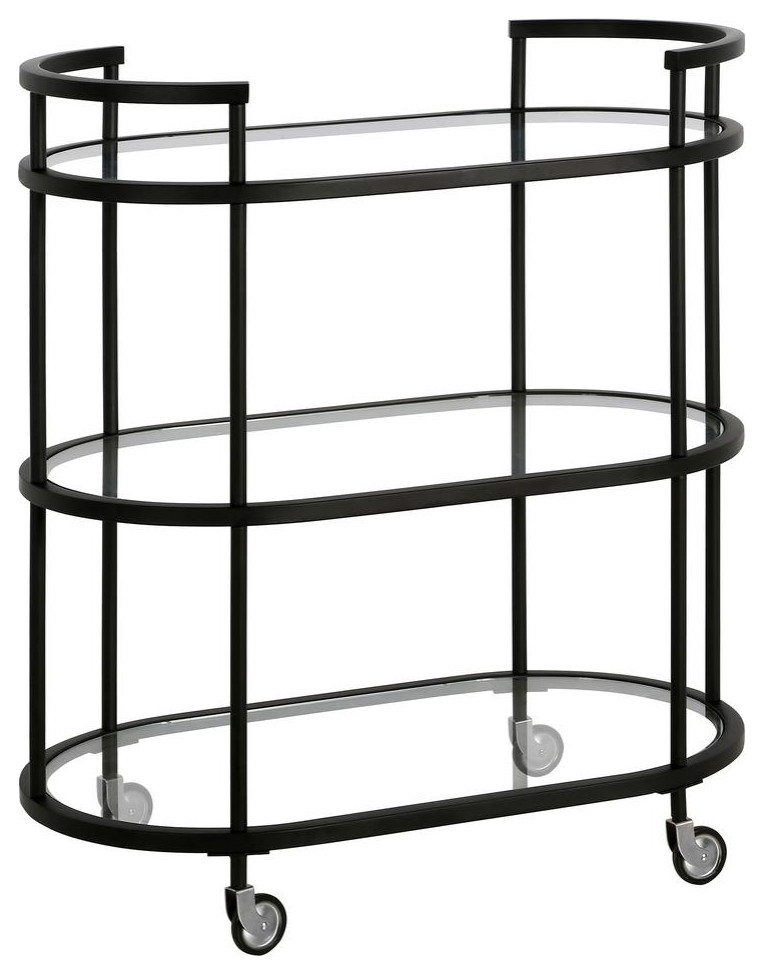Leif 30'' Wide Oval Bar Cart in Blackened Bronze - Contemporary ...