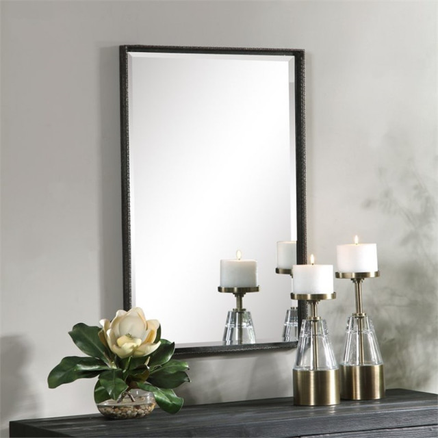 Bowery Hill Contemporary Iron Vanity Mirror in Rustic Bronze ...