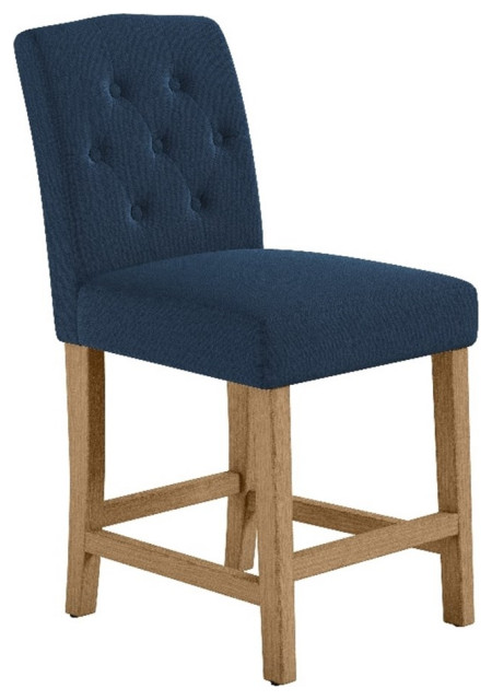 DHP Jane Parsons Upholstered Counter Stool with Tufting in Navy Blue ...