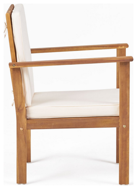 GDF Studio 4-Piece Lucent Outdoor Acacia Wood Chat with Cushions Set ...