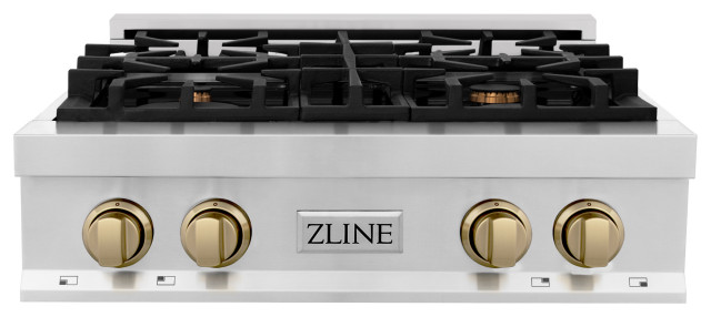 ZLINE 30" Rangetop, Stainless Steel With Champagne Bronze Accents, RTZ ...