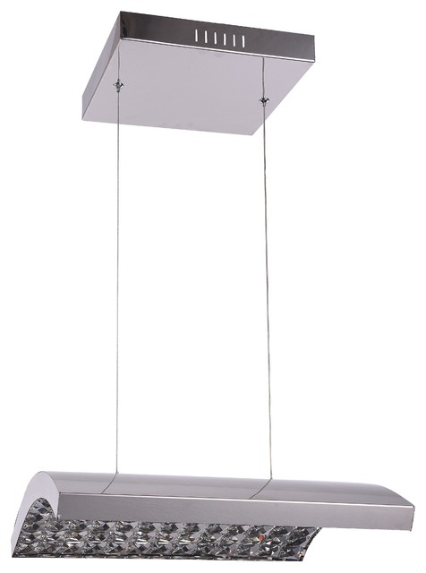 Curved Stainless Steel Frame LED Light Fixture With Clear Crystal ...