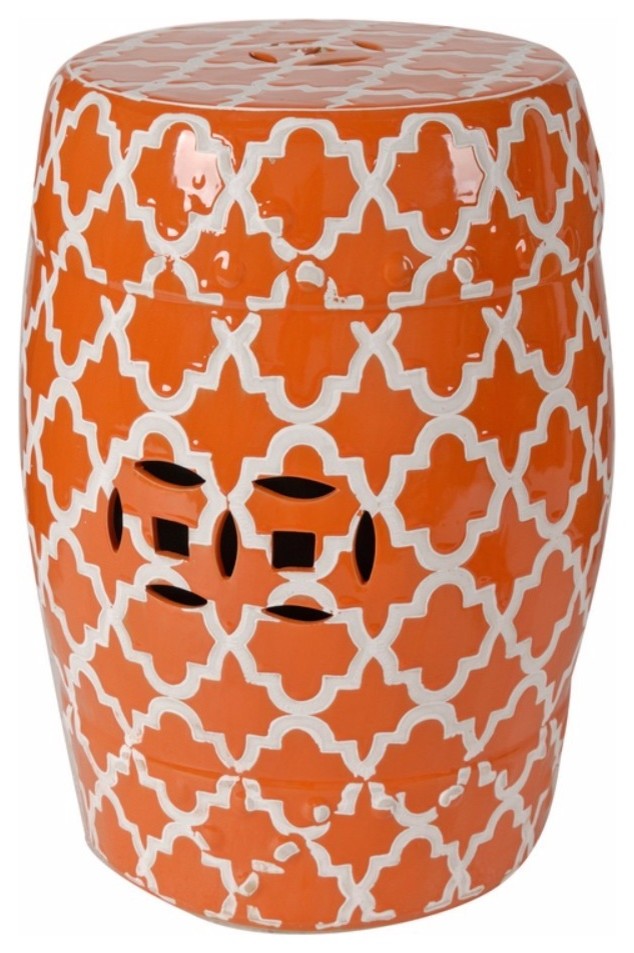 Elegant and Flattering Patterned Stool - Mediterranean - Accent And ...