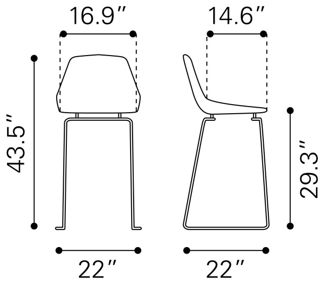 Brody Bar Chair (Set of 2) Gold - Contemporary - Outdoor Bar Stools And ...
