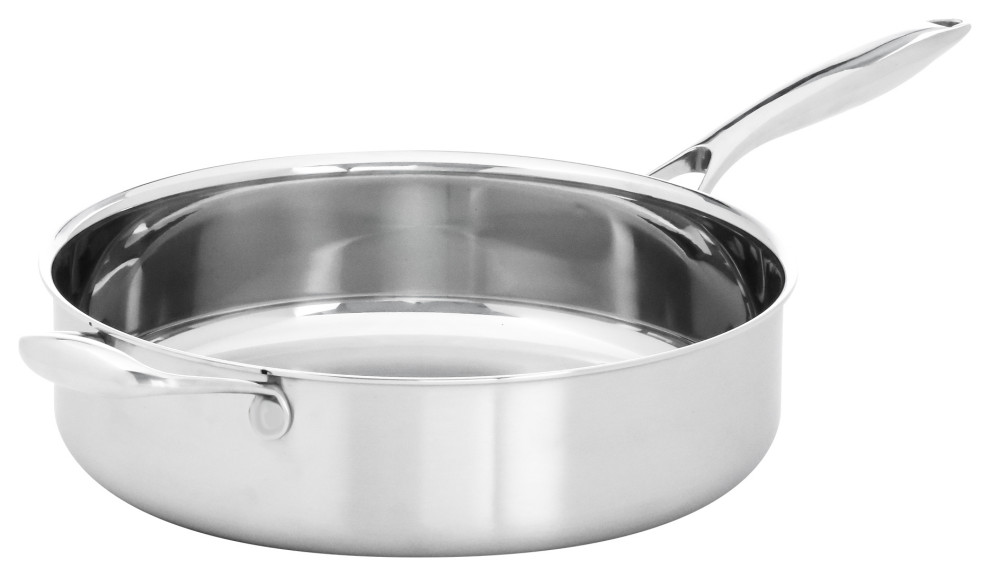 Black Cube Stainless Steel 4.5 Quart Saute Pan with Lid - Transitional ...