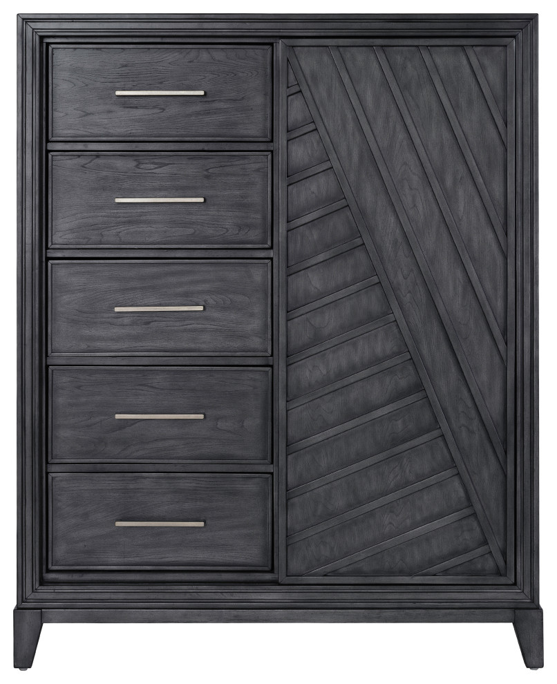 Lenox 5-Drawer Sliding Door Chest With Storage - Transitional ...