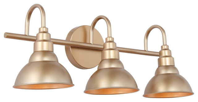 3-Light Gold Modern/Contemporary Vanity Light - Farmhouse - Bathroom ...