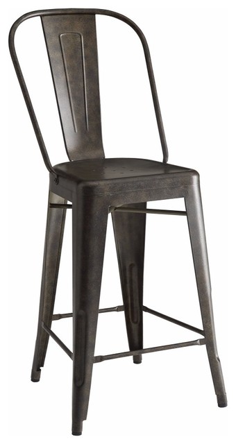Old-style Metal Counter Height Stool, Bronze, Set of 2 - Industrial ...