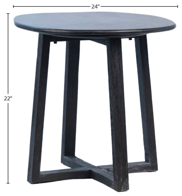 Lilian Black Marble Top Cross Leg End Table - Transitional - Side ...