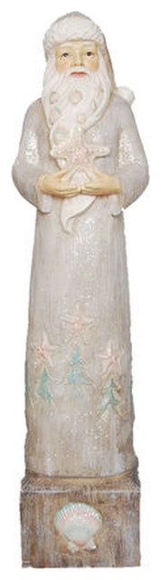 December Diamonds Calm Shores Wood Carved Santa With Shell ...