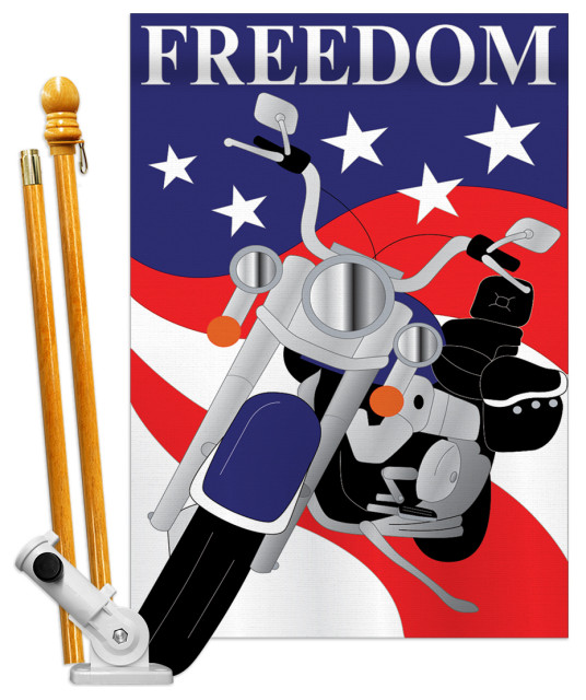 Freedom Americana Patriotic House Flag Set, 28" X 40" X 0.1" - Modern ...