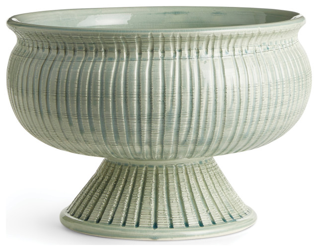 Graffio Decorative Footed Bowl, Celadon, 14.75x14.75x10 - Contemporary ...