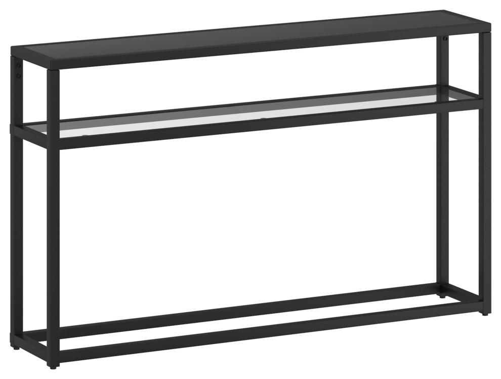 2 Tier Glass and Metal Console Table - Transitional - Console Tables ...