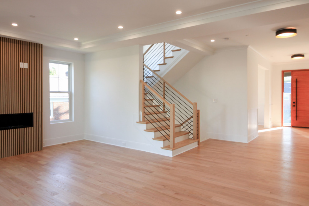94_Neutral Color Floating Staircase with Metal Balusters, Bethesda MD ...