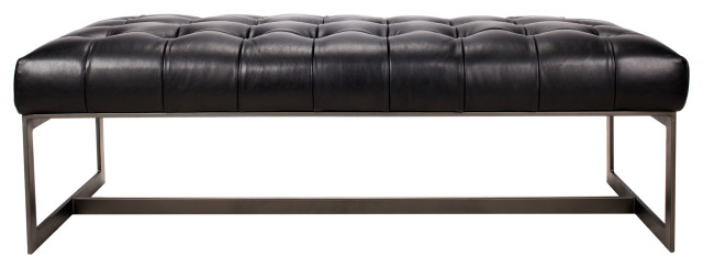 Wyatt Leather Bench Black - Industrial - Upholstered Benches - by ...