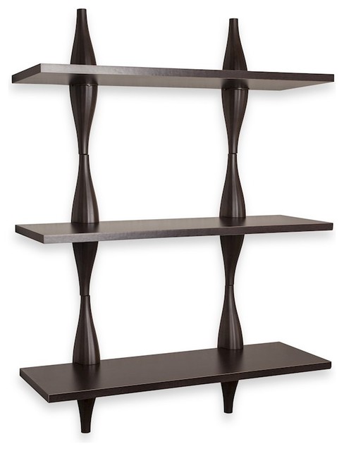 Danya B Three Level Shelving System, Walnut - Transitional - Display ...