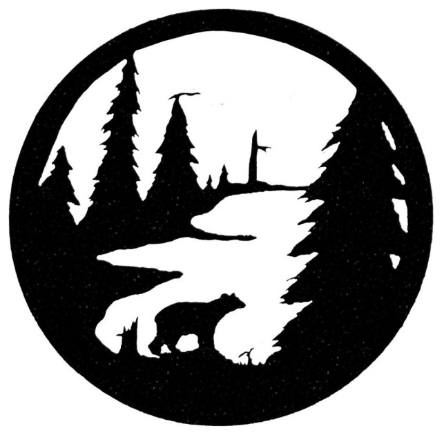 Bear Circle Scene-Hammered Black - Rustic - Metal Wall Art - by Bentley ...