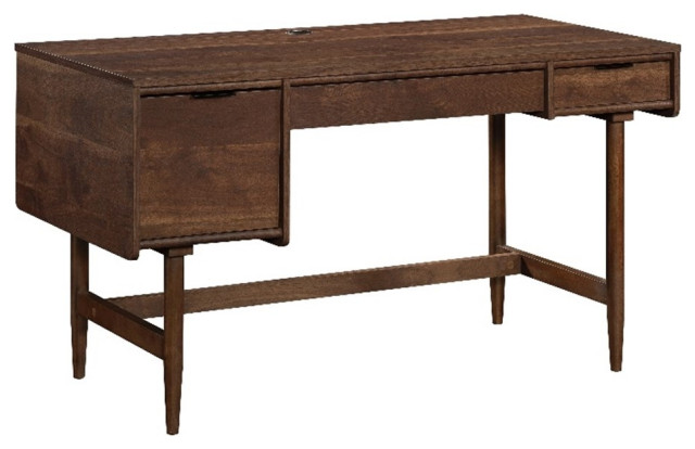 Pemberly Row Contemporary Engineered Wood Desk in Grand Walnut Finish ...