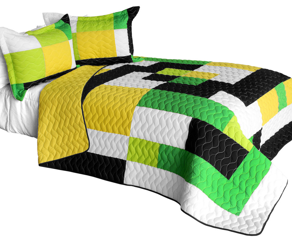 Luke Sharratt 3PC Vermicelli - Quilted Patchwork Quilt Set (Full/Queen ...