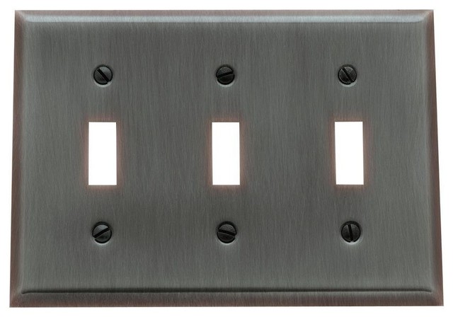 Beveled Edge 3 Toggle Wall Plate - Venetian Bronze - Contemporary ...