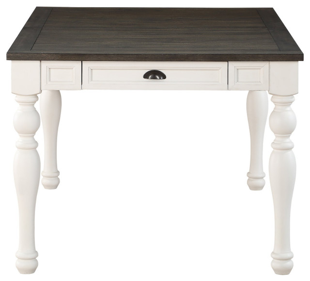 Farmhouse Dining Table, Turned Legs With Expandable Rectangular Top ...